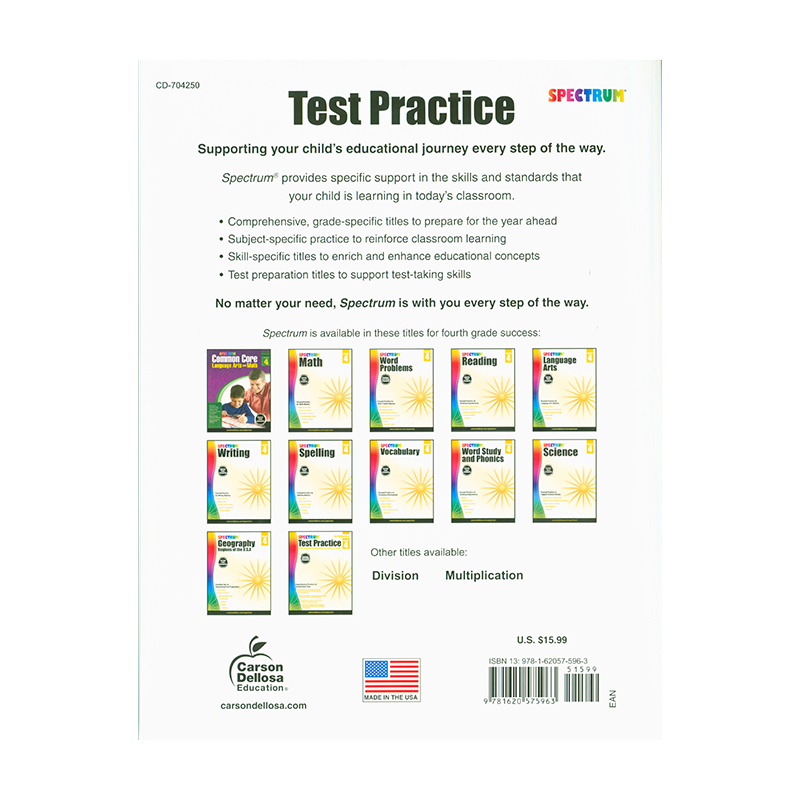 Spectrum Test Practice Workbook Grade 4
