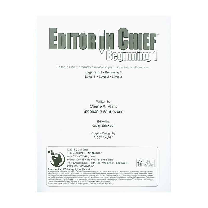 Editor in Chief Beginning 1 - Grades 2-3