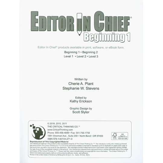 Editor in Chief Beginning 1 - Grades 2-3