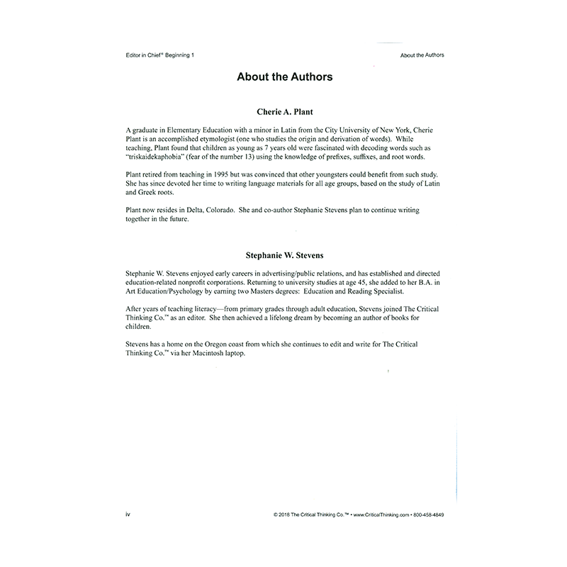 Editor in Chief Beginning 1 - Grades 2-3