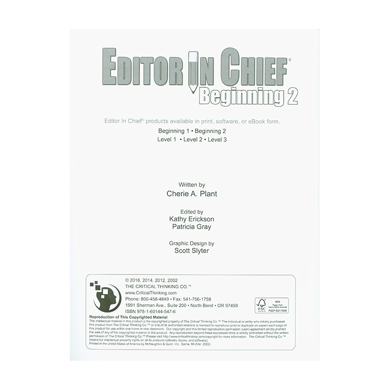 Editor in Chief Beginning 2 - Grades 3-4