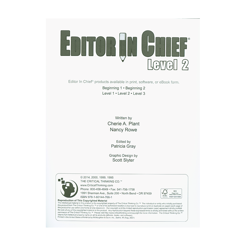 Editor in Chief Level 2 - Grades 6-8