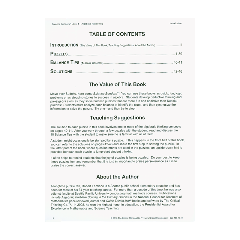 Balance Benders - Level 1 (Grades 4-12)