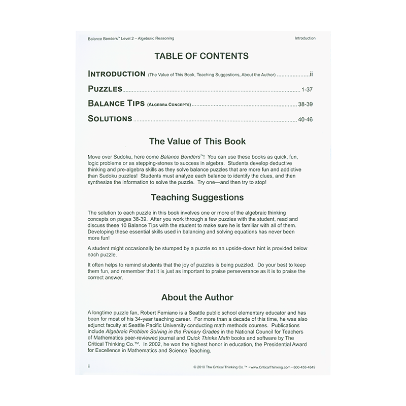 Balance Benders - Level 2 (Grades 6-12)