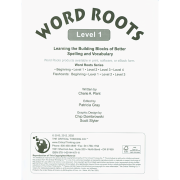 Word Roots Level 1 (Grades 5-12+)