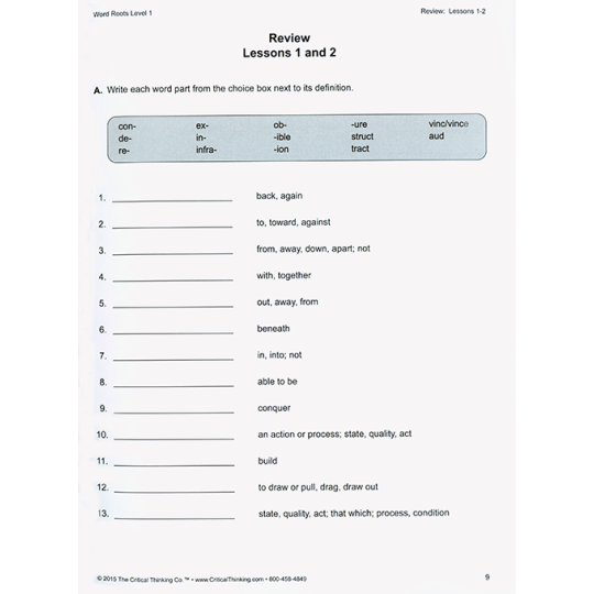 Word Roots Level 1 (Grades 5-12+)