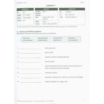 Word Roots Level 3 (Grades 7-12+)