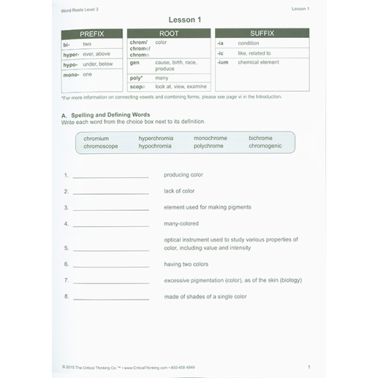 Word Roots Level 3 (Grades 7-12+)
