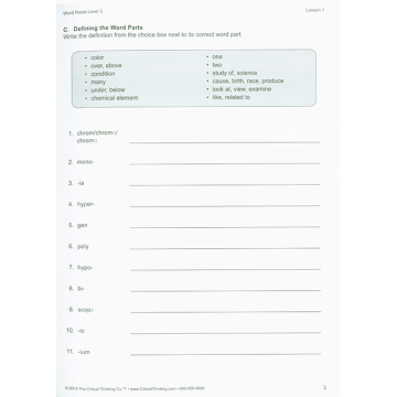Word Roots Level 3 (Grades 7-12+)