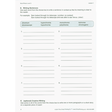 Word Roots Level 3 (Grades 7-12+)