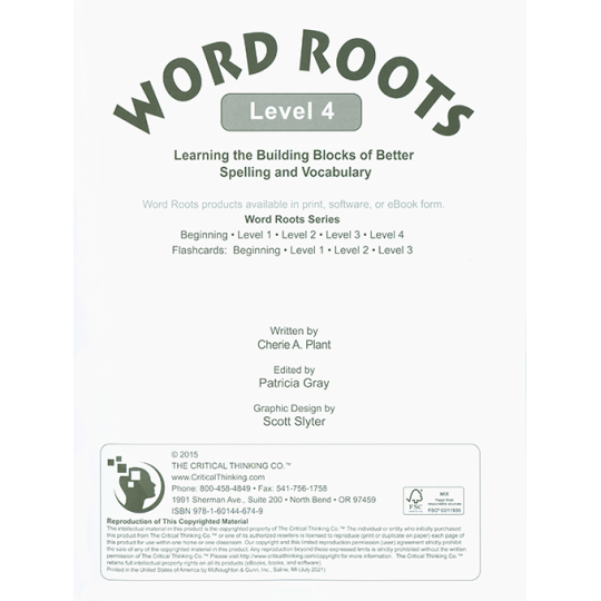 Word Roots Level 4 (Grades 7-12+)