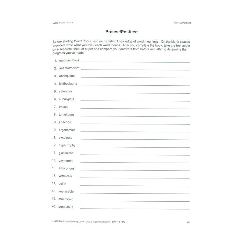 Word Roots Level 4 (Grades 7-12+)