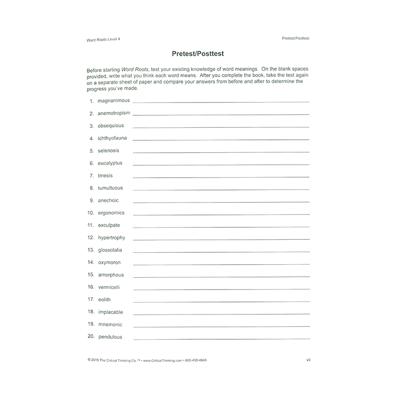 Word Roots Level 4 (Grades 7-12+)