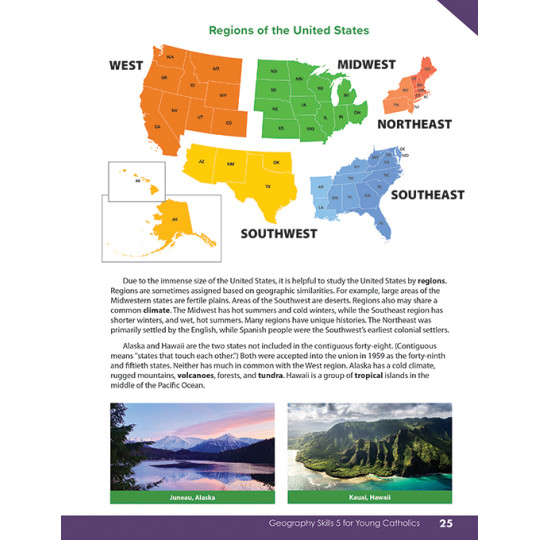 Geography Skills 5 for Young Catholics: The Western United States