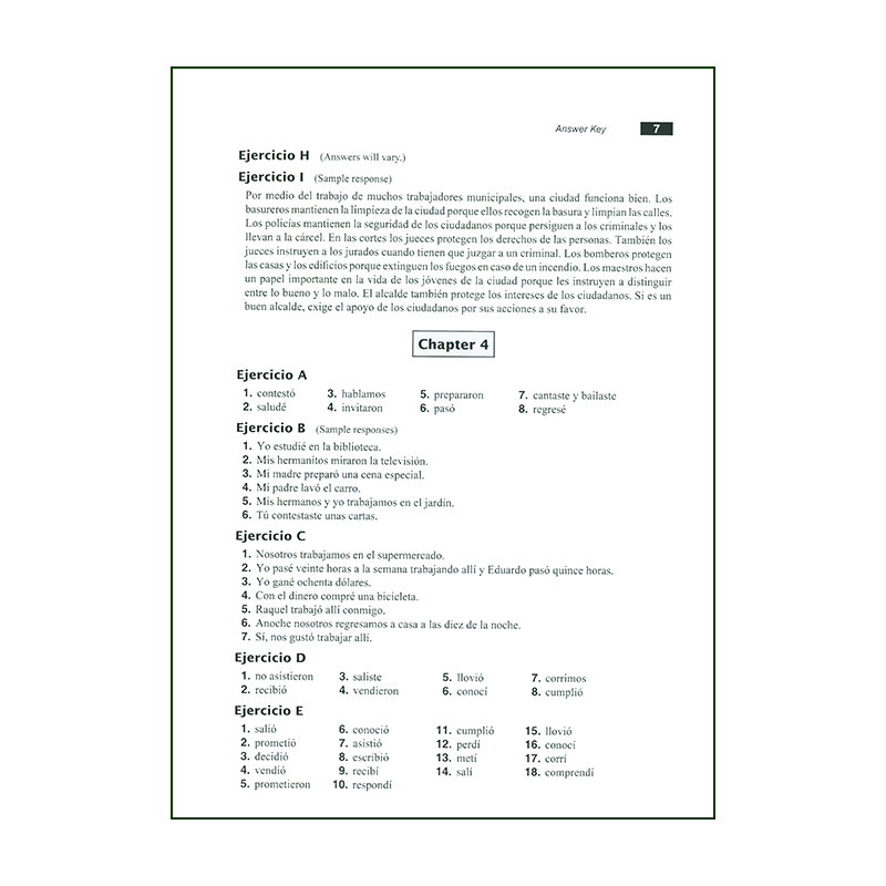 Amsco Spanish Three Years Answer Key
