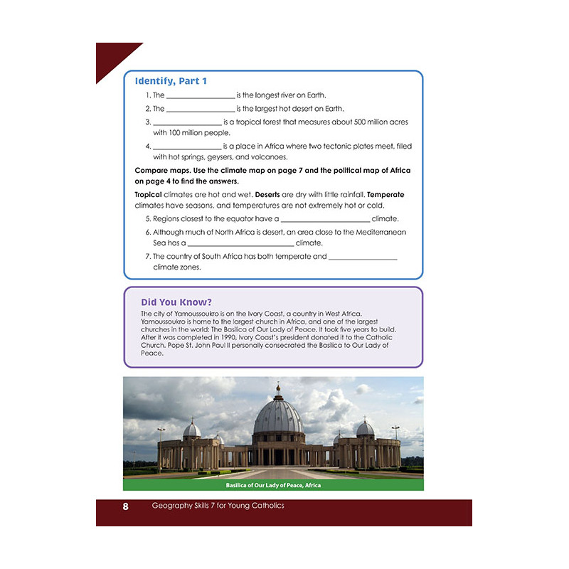 Geography Skills 7 for Young Catholics: Africa, Asia, and Oceania