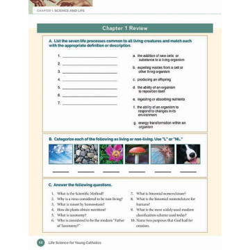 Life Science for Young Catholics