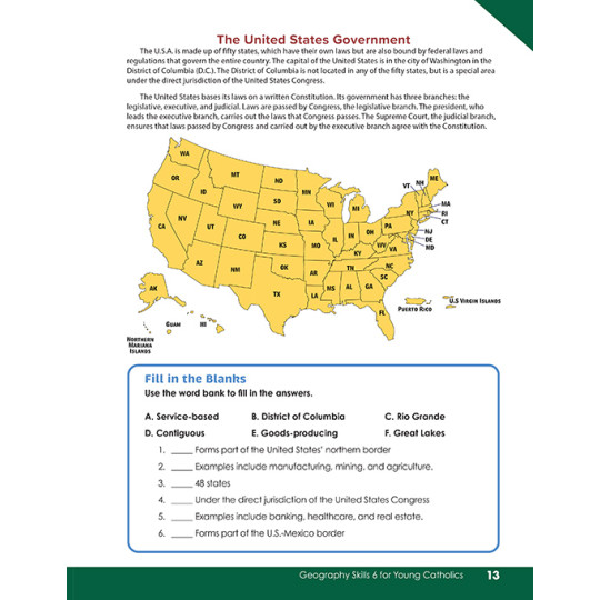 Geography Skills 6 for Young Catholics: North America, South America ...