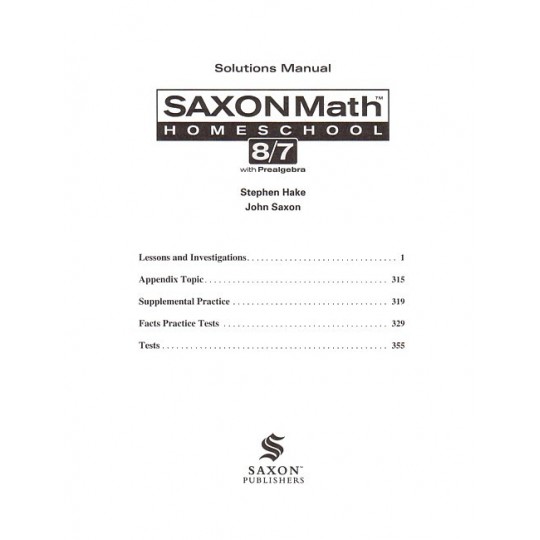 Saxon 87 (Homeschool, 3rd edition) Solutions Manual