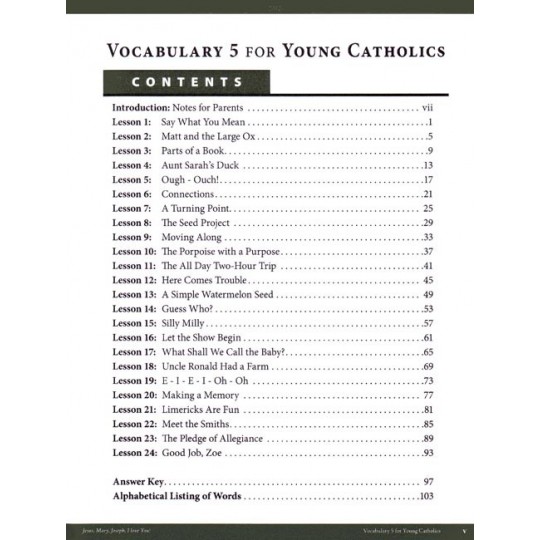 Vocabulary 5 For Young Catholics