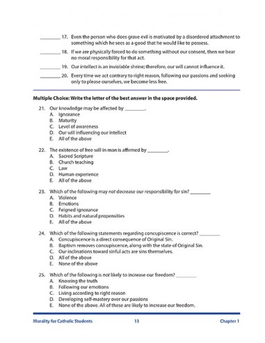 Morality for Catholic Students