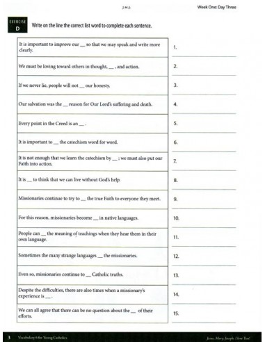Vocabulary 6 for Young Catholics