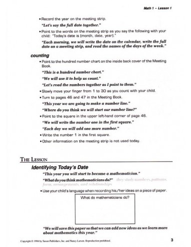 Saxon Math 1 Teacher's Manual